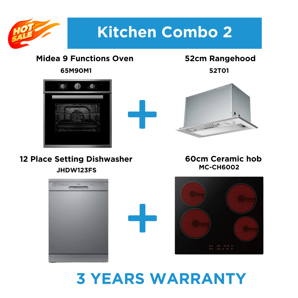 Midea affordable 60cm kitchen combo 65M90M1+52T01+JHDW123FS+MC-CH6002 ...