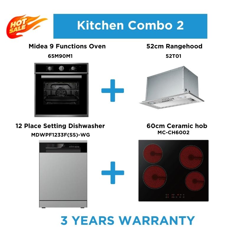 Midea affordable 60cm kitchen combo 65M90M1+52T01+MDWPF1233F(SS)-WG+MC ...