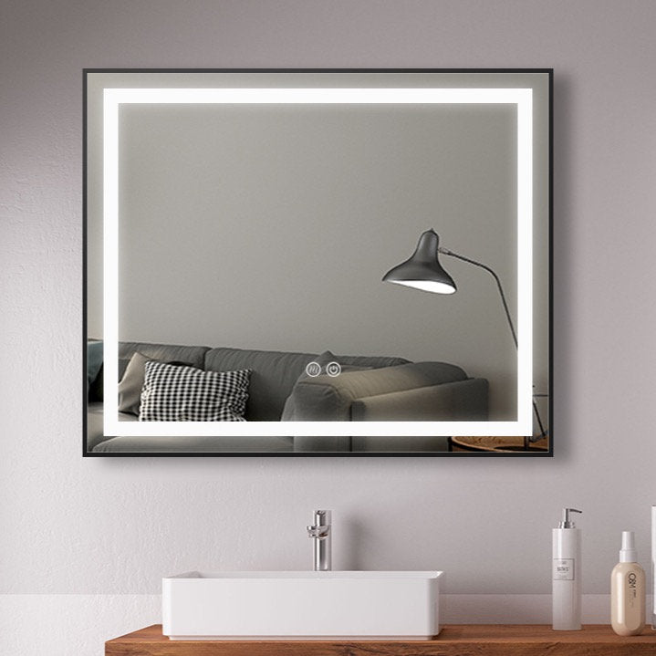 Black Framed LED Mirror | Demister | 900*750MM | 3 Colour Choices ...